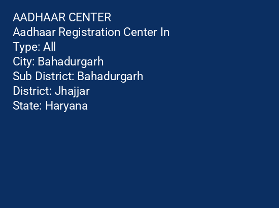 All Aadhaar Card Enrolment, Correction and Update Center in Bahadurgarh ...