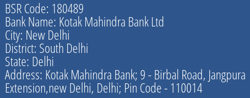 BSR Code 180489 of Kotak Mahindra Bank Ltd in New Delhi City South ...