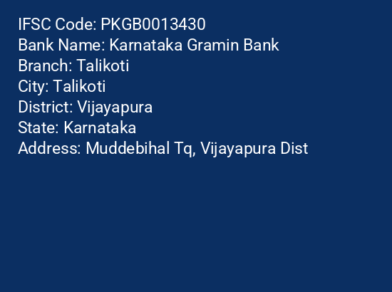 Karnataka Gramin Bank Talikoti Branch locator, Branch Code 013430 ...